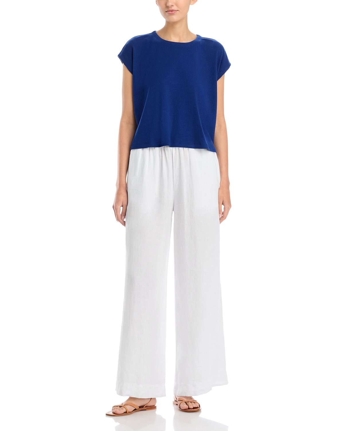 EILEEN FISHER Eileen Fisher Ribbed Knit Crewneck Cropped Top